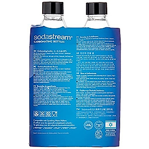 SodaStream Sparkling Water Machines Bottles 1 Twin Pack, 2 x 1 Litre, Black, 2000 Millilitre
