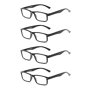 Readers Readers.com Fully Magnified Reading Glasses: The Cordon - 4 Pairs, Classic Rectangle for Women and Men - Black, 2.50