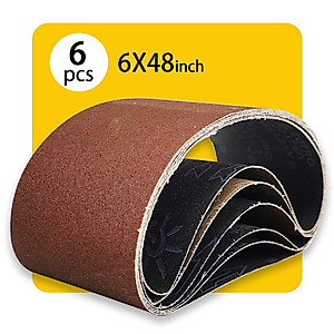 6 x 48 Inch 80 Grit Sanding Belt | Premium Aluminum Oxide Sanding Belt | Premium Sander Sandpaper - 6 Pack