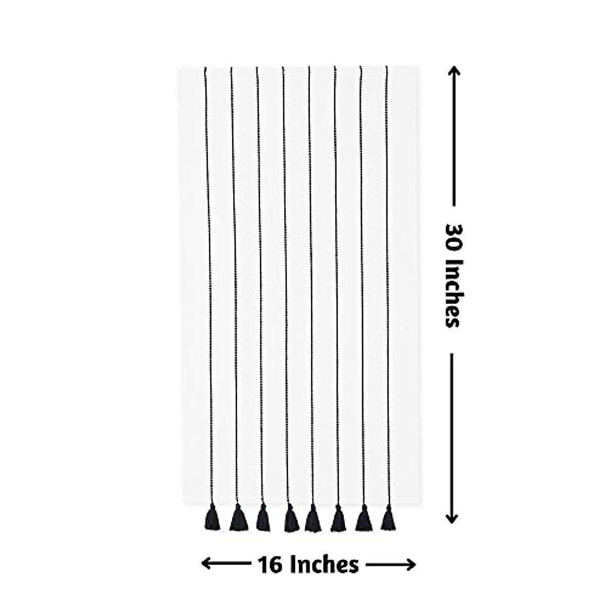 Folkulture Hand Towels for Bathroom, Set of 2 Boho Hand Towel for Bathroom, 100% Cotton Hanging and Decorative Towels for Bathroom with Tassels, 16" x 30" Inches (Hamilton Black and White)