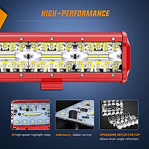 Nilight LED Light Bar 20 Inch Triple Row Spot Flood Combo Lights with Wiring Harness Kit for Fog Driving Work Lighting on Off-Road Truck Tractor SUV ATV UTV Golf Cart Boats