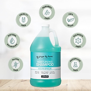 Ginger Lily Farms Club & Fitness Moisturizing Shampoo for All Hair Types, 100% Vegan & Cruelty-Free, Ocean Breeze Scent, 1 Gallon (128 fl oz) Refill