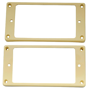 Musiclily Pro Plastic Curved Bottom Humbucker Pickup Rings Neck Bridge Pickup Frame Set for China Made Epiphone Electric Guitar, Cream