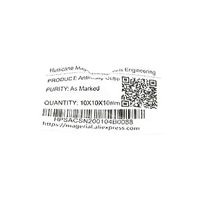 10mm Antimony Element Cube for Element Collection 0.39" Sb Density Cube Periodic Table Collect DIYs Biz Gift