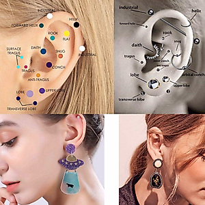 Rudenkoo Ear Piercing Tool Kit, 98Pcs Ears Nose Navel Lip Piercer Machine Studs, Stainless Steel Body Hole Piercing Guns Stud Earrings