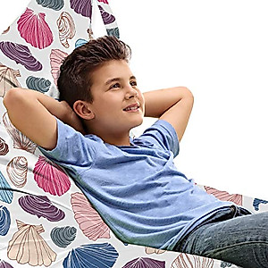 Ambesonne Scallop Lounger Chair Bag, Delicate Hand Drawn Colorful Shells Marine Nautical, High Capacity Storage with Handle Container, Lounger Size, Multicolor