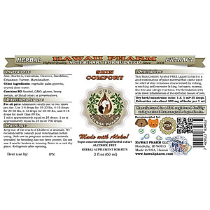 HawaiiPharm Skin Comfort, Veterinary Natural Alcohol-Free Liquid Extract, Pet Herbal Supplement 2 oz