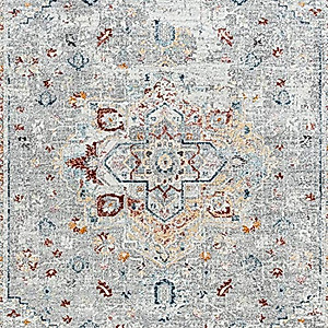 5x7 Oval Rug | Traditional Large Area Rugs for Living Room, Dining Room, Bedroom, Entryway or Kitchen | Alfombras para Salas | Silver, 5'3'' x 7'3'' Oval