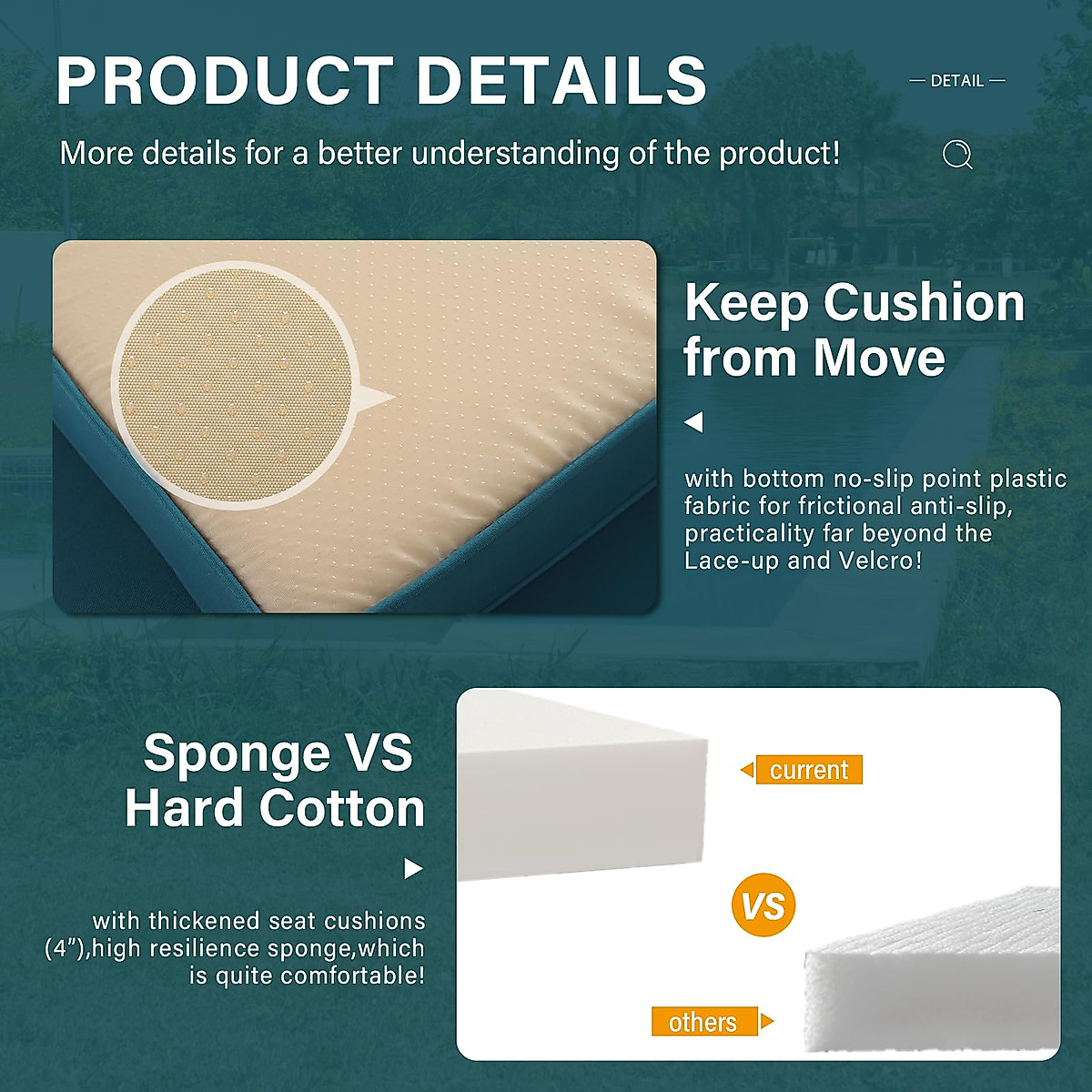 Patio Furniture 3 Piece Patio Set Patio Conversation Sets Outdoor Chairs and Glass Side Table Balcony Furniture with Non-Slip Cushions and Waterproof Covers, Peacock Blue