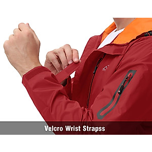 TBMPOY Men's Lightweight Rain Jackets Waterproof Hooded Running Cycling Hiking Raincoat Outdoor Windbreaker Wine Red M