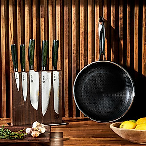 HexClad Magnetic Walnut Knife Block Holder with Strong Enhanced Magnets for Multipurpose Storage in the Home and Kitchen