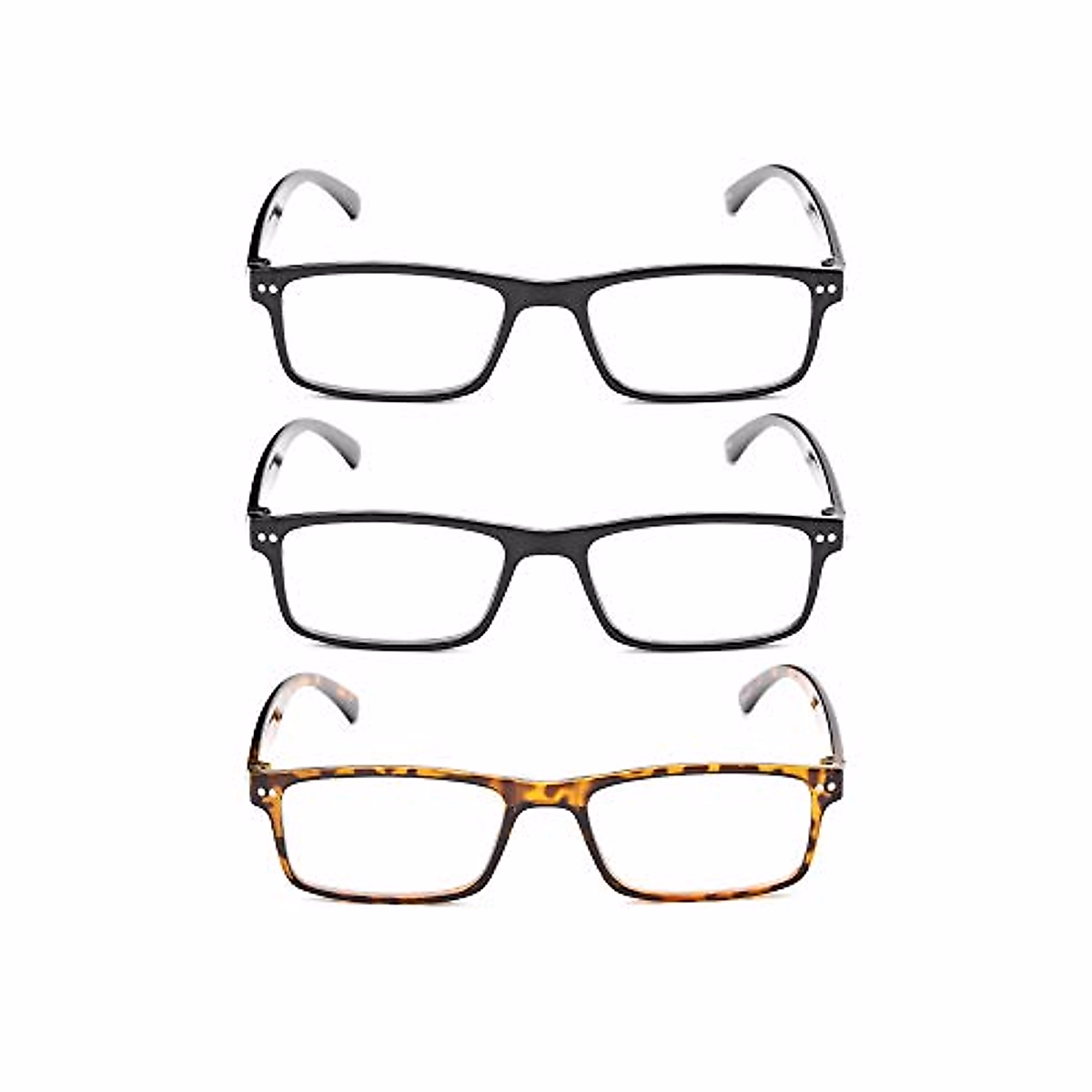 Readers Readers.com Fully Magnified Reading Glasses: The Cordon - 3 Pairs, Classic Rectangle for Women and Men - Black/Tortoise, 2.50