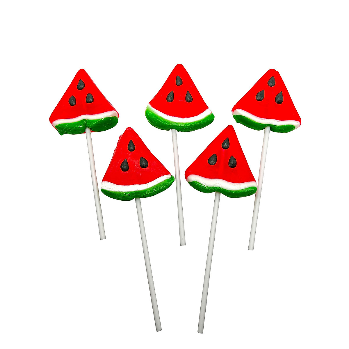 Watermelon Candy Lollipops - 12 Suckers Individually Wrapped - Summer Party Favors - Pool Party Treats - BBQ - Goodie Bags for Kids Birthday Party - Wedding Party Candy Buffet - Hand Decorated Pops