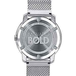 Movado Men's BOLD Thin Stainless Steel Watch with a Printed Index Dial, Silver (Model 3600260)