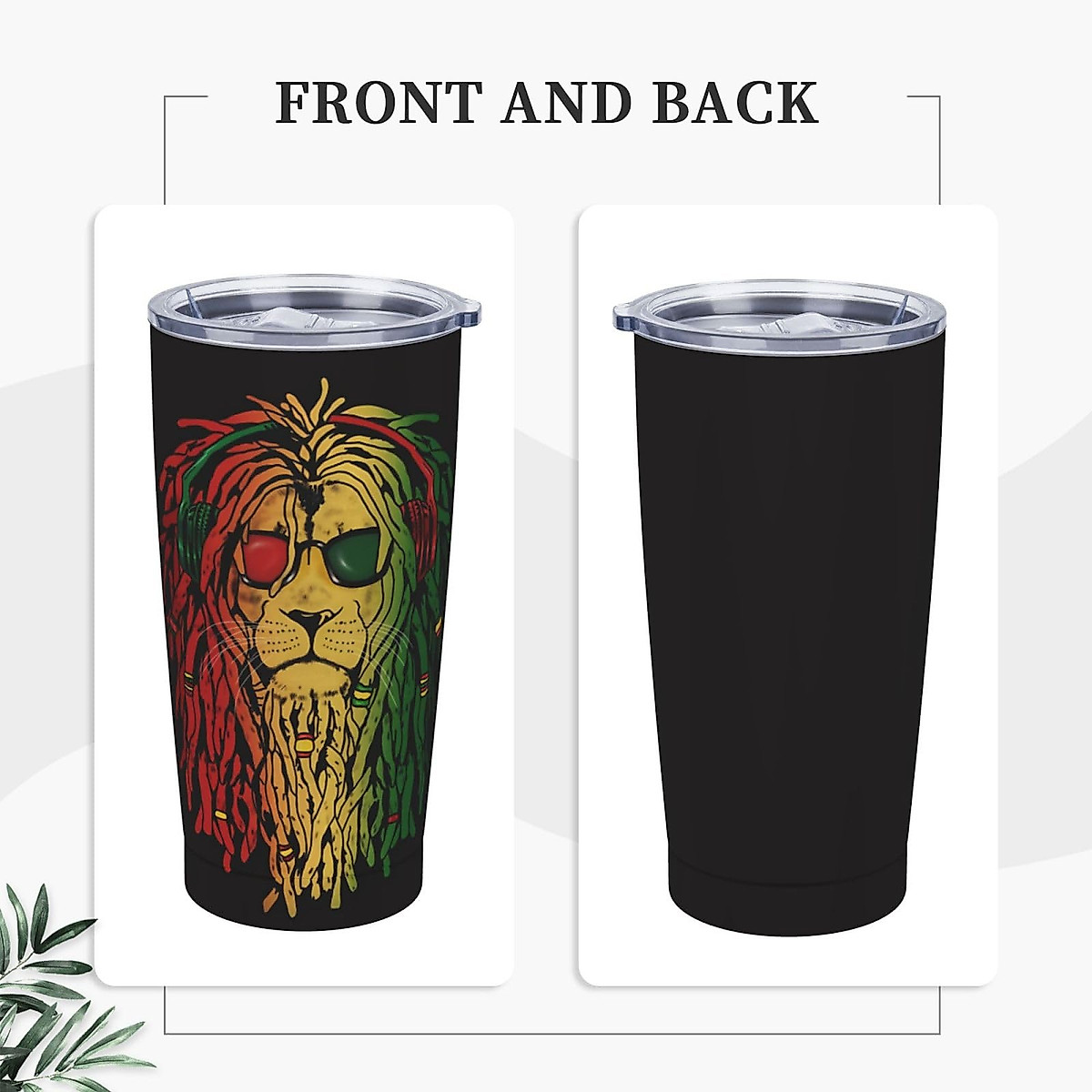 ayvcxui Jamaican Rasta Reggae Judah Lion Stainless Steel Insulated Tumbler 20 Oz Water Bottle Coffee Mug Coffee Mug With Lid Straw