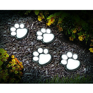 IdeaWorks JB7356 Solar Paw Print Outdoor Lights, Black
