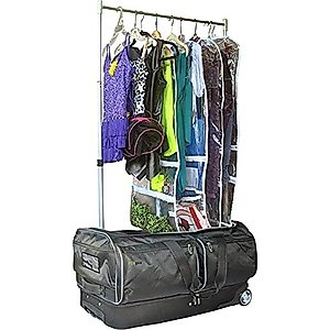 Ecogear 28" Travel Dance Duffel,Dance Costume Rack Duffle Carry-On Rolling Luggage with Large Rolling Duffel Bag, In-Line Wheel Garment Rack