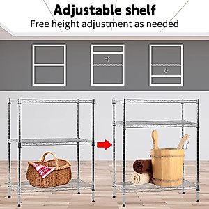 Dlewmsyic Small Storage Shelves, 3-Tier Metal Shelf Height Adjustable 23Lx13.2Wx30.2H 450lbs for Kitchen Pantry Office Rack, Chrome Wire Shelving Unit