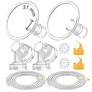 Maymom Breast Pump Kit Compatible with Medela Pump in Style Advanced Pump; 2xTwo-Piece 21mm Breastshield, 2 Valve, 4 Membrane, 2 Replacement Tubing; Replacement Part for Medela Shield, Medela Valve