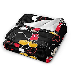 Cartoon Mouse Blanket Ultra Soft Cozy Warm Throw Blanket Lightweight Microfiber Sherpa Plush Throws for Sofa Couch Bed Living Room All Season,Black