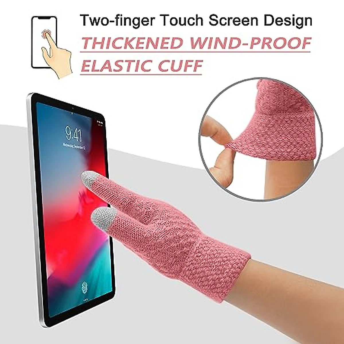 Enwokran Kids Winter Knit Beanie Hat Scarf and Touchscreen Gloves Set,Fleece Lining Beanie Hat with Cute Pom Knit Gloves Neck Warmer for Girls Boys 2-8 Years Old (Deep Pink2)