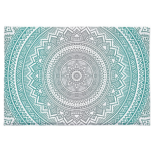 Door mat Turquoise Grey Flower Furry Door Mat Fluffy Area Rug - 18" x 30" Non-Slip Absorbent Bathroom Rugs, Floral Abstract Art Aesthetics Washable Indoor Carpet Runner for Bedroom Laundry