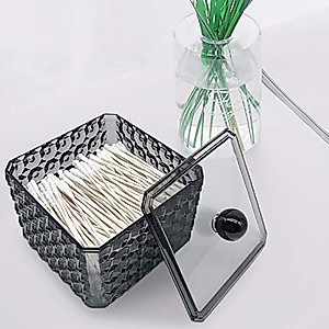 Jutoe Qtip Holder, Cotton Ball Holder, Qtip Cotton Swab Dispenser Holder, Clear Acrylic Cotton Pad Container,Holder for Cotton Swabs,Makeup Sponges,Hair Band - Brushed Nickel 1PCS