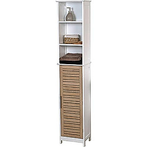 EVIDECO Bathroom Linen Tower Cabinet Stockholm 1 Door 5 Shelves Wood Oak-Colored