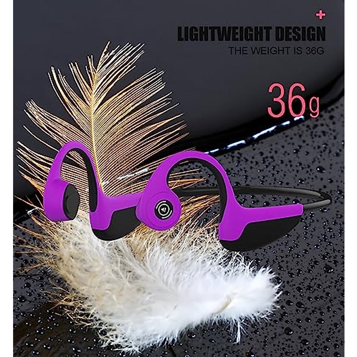 vapeonly Bone Conduction Headphones Bluetooth 5.0 Open Ear Wireless Headset Pink Purple Gym Earphone HiFi Stereo with Mic Sweatproof Sports Headphones for Running Driving Cycling (Purple)