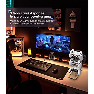 Wedorat Universal 3 Tier Controller Stand and Headset Holder Game Accessories Storage Bracket Gaming Accessories for PS5 PS4 Controller Holder Headset Stand Crystal Clear