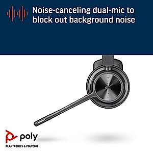 Poly (Plantronics + Polycom) Voyager 4310 UC Wireless Headset (Plantronics)-Single-Ear Headset w/Mic-Connect to PC/Mac via USB-A Bluetooth Adapter,Cell Phone via Bluetooth,Black,218470-02