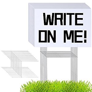 10 PACK 18 x 12 Inches Blank Yard Signs - Waterproof Corrugated Plastic Signs, Blank Yard Signs with Stakes for Gardens, Parks, Warnings, Fairs, Commercials, Garage Sale Signs, Advertising