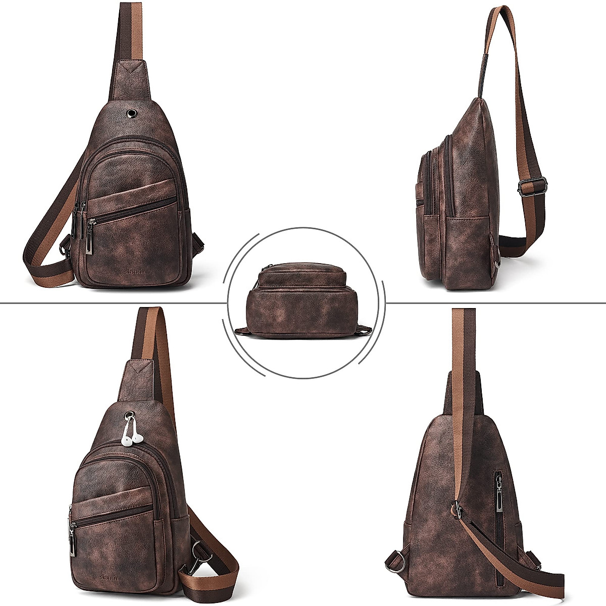 Shrrie Sling Bag for Women,Fanny Pack Crossbody Bags for Women, PU Leather Chest Bag for Women Waist Bag for Travel and Daily Use