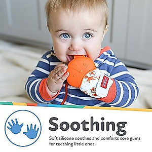 Nuby Happy Hands Silicone Teething Mitten - Baby Teething Toy - 3+ Months - Fox