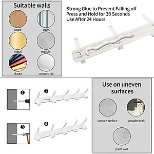 STAOVA 2 Pack Coat Rack Wall Mount,17.3 in Wall Hooks for Hanging, Coat Hanger Wall Mount Towel Rack Hat Rack for Wall with 10 Hooks for Entryway, Bedroom, Bathroom (White)