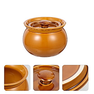 Yardwe Ceramic Stew Pot with Lid, 500ml Traditional Clay Stockpots Ceramic Stewing Soup Pot for Stew Chicken Soup Steam Vegetables and Corn or Cooking Food