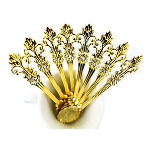 Mini Spoons Set of 8 by Movalyfe Kitchen - Coffee Espresso Demitasse Vintage Tea Spoon 4.5" Long (Gold)