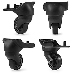 2-Pcs Luggage Wheel Replacement, Suitcase Spinner Black Sturdy Mute Wheels Kit for DIY Repair, Spinner Casters Plastic 360 Degree Rotation