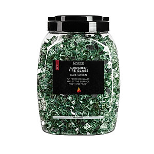 SHERBECK Fire Glass 1/2 Inch Reflective Tempered Fire Pit Glass Rocks for Propane or Gas Fire Pit 10 Pounds Cobalt Blue （Gift Package） Green