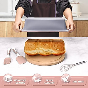 Silicone Bakeware Sets, 10in1 Silicone Baking Pans Set, Baking Set, Bundt Cake Pan Set Muffin Pan with Silicone Spatulas Pastry Brush Oven Mitts Whisk, Silicone Baking Pan Set for Cheesecake (Pink)