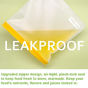 Reusable Food Storage Bags - 10 Pack BPA FREE Flat Freezer Bags(2 Reusable Gallon Bags + 4 Leakproof Reusable Sandwich Bags + 4 Food Grade Kids Snack Bags)