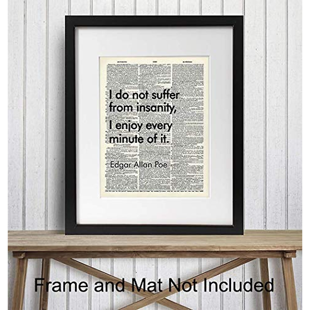 Edgar Allan Poe Quote, Dictionary Art - 8x10 Upcycled Wall Decor, Home Decoration for Bedroom, Living Room, Office, Apartment - Cool Unique Gift, Funny Saying - Unframed Poster Print Picture Photo