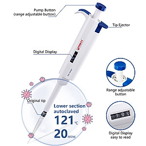 FOUR E'S SCIENTIFIC 100uL-1000uL High-Accurate Single-Channel Manual Adjustable Variable Volume Pipettes