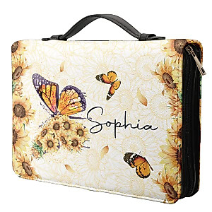 Be Still and Know That I Am God Butterfly Sunflower Psalm 46 10 Christian Gifts Custom Book Bible Cover Premium Faux or Top Grain Leather