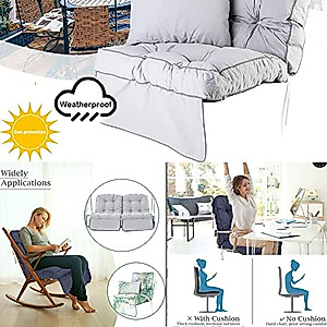 3 Pack Replacement Swing Cushions for High Back Outdoor Chair, Waterproof Deep Seat Cushions with Matching Scatter Cushion Patio Indoor Non Slip Rocking Chair Pads with Ties(Khaki 3 Pack)