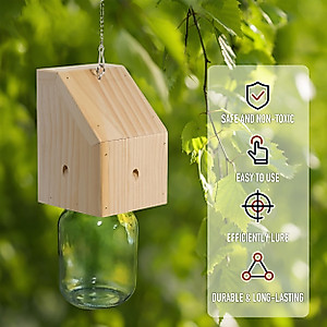 GRTRE 4 Pack Wood Carpenter Bee Trap for Outside - Wood Boring Bee Trap - Best Bee Trap - Nature Pentroof Style Carpenter Bee Traps Outdoor Hanging - Insect Traps Removes Carpenter bee