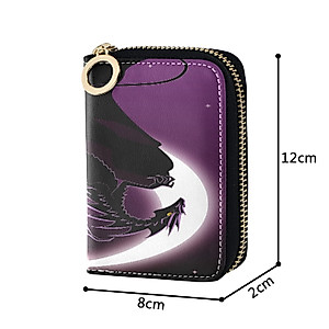 Dragon Grey Credit Card Coin wallet, RFID Blocking Compact Women Leather Card Holder, Key Change Organizer, Zipper Purse Clutch Pouch Pocket