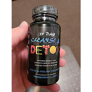 Research Labs 15 Day Colon Cleanse & Detox for Less Bloat Flat Tummy w/Probiotics - 2 Fer 1 - Constipation Relief - Flushes Toxins, Boosts Energy. Clinically Researched Safe and Effective Formula