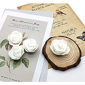 D-Seven Artificial Flowers 100PCS 3CM Mini Fake Roses for DIY Wedding Bouquets Centerpieces Party Baby Shower Scrapbooking Gift Box DIY Crafts Wreath (White)