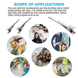 PHSZZ 70 Pcs Alligator Hair Clips, 3 Sizes Oversized Metal Silver Hair Bow Clips Single Prong Hairdressing Salon Hair Grip DIY Accessories Hairpins for Women Bows Making Crafts (3.9-2.2-1.8 inch)